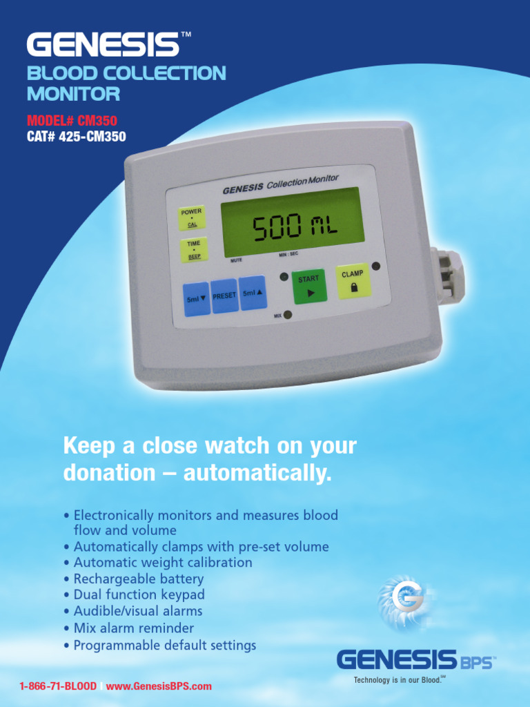 GENESIS™-Blood-Collection-Monitor | PDF | Manufactured Goods