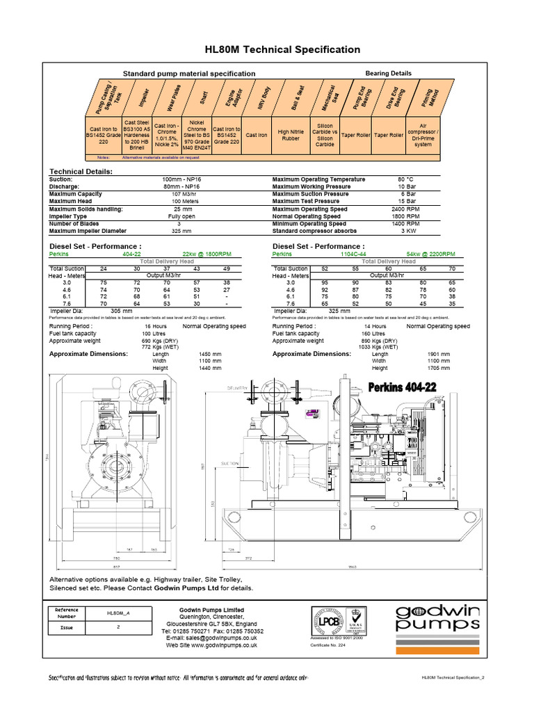 Godwin High Head Pump | PDF | Mechanical Engineering