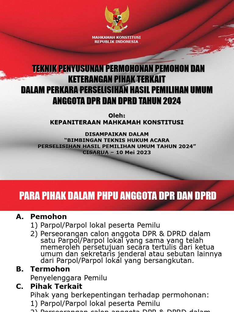 Panduan PHPU Pemilu 2024 di MK | PDF
