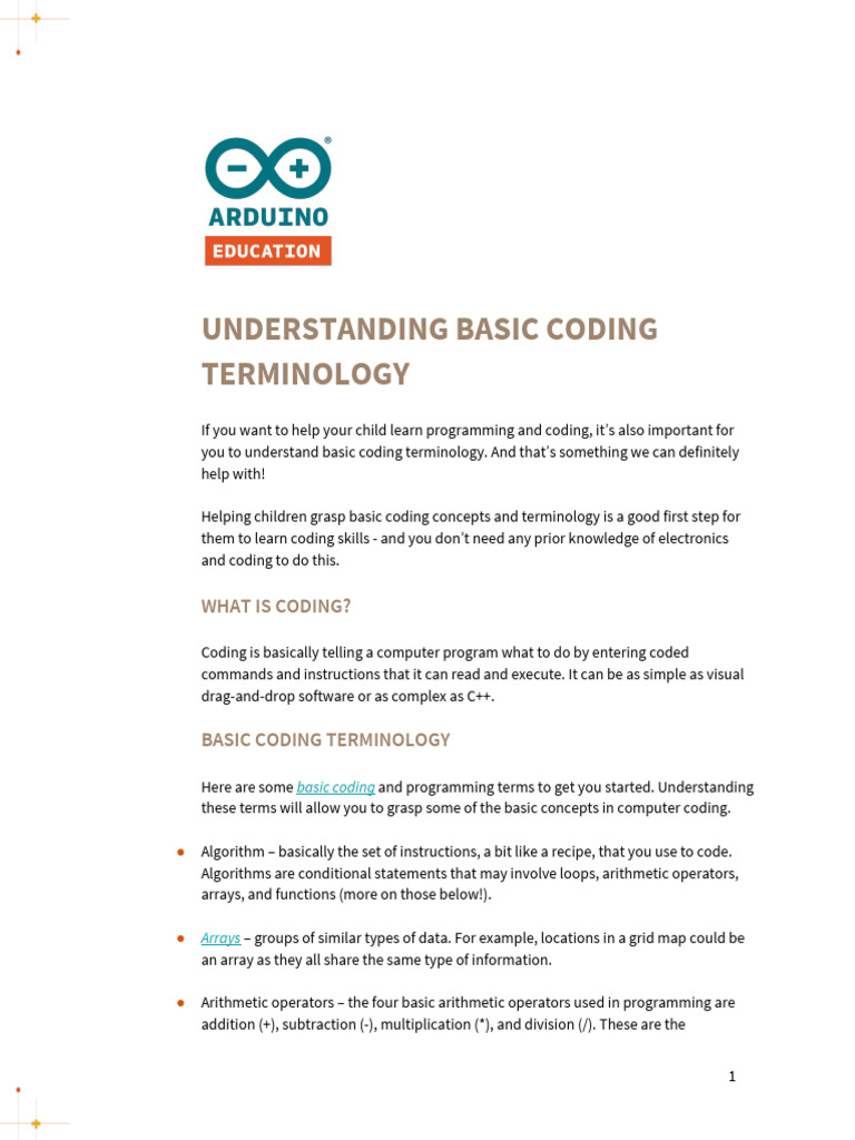 Arduino Understandingbasiccodingterminology Pdf Computer Programming Programming Language