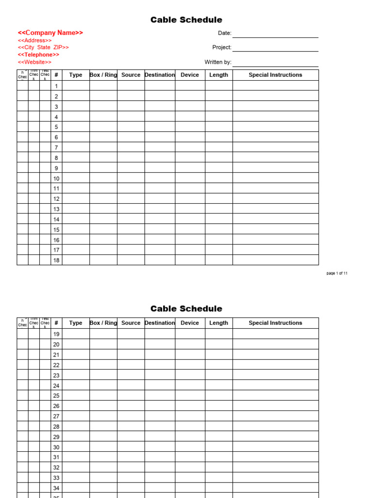 Cable Schedule | PDF | Computer Engineering | Information And ...