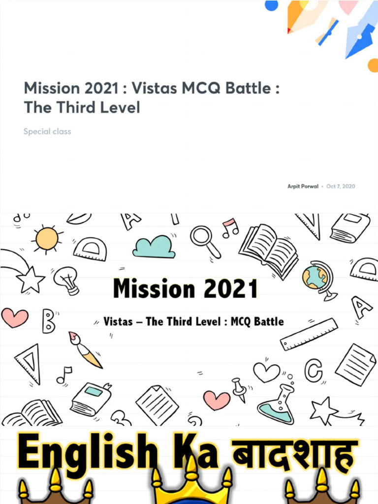 Mission 2021 Vistas MCQ Battle The Third Level No Anno | PDF