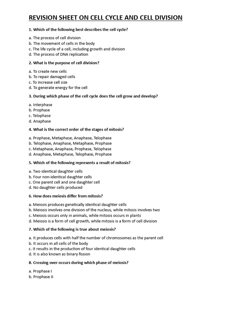 Cell Cycle and Cell Division | PDF | Mitosis | Meiosis
