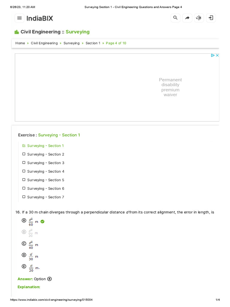 Indiabix Indiabix: Civil Engineering | PDF | Surveying | Metrology