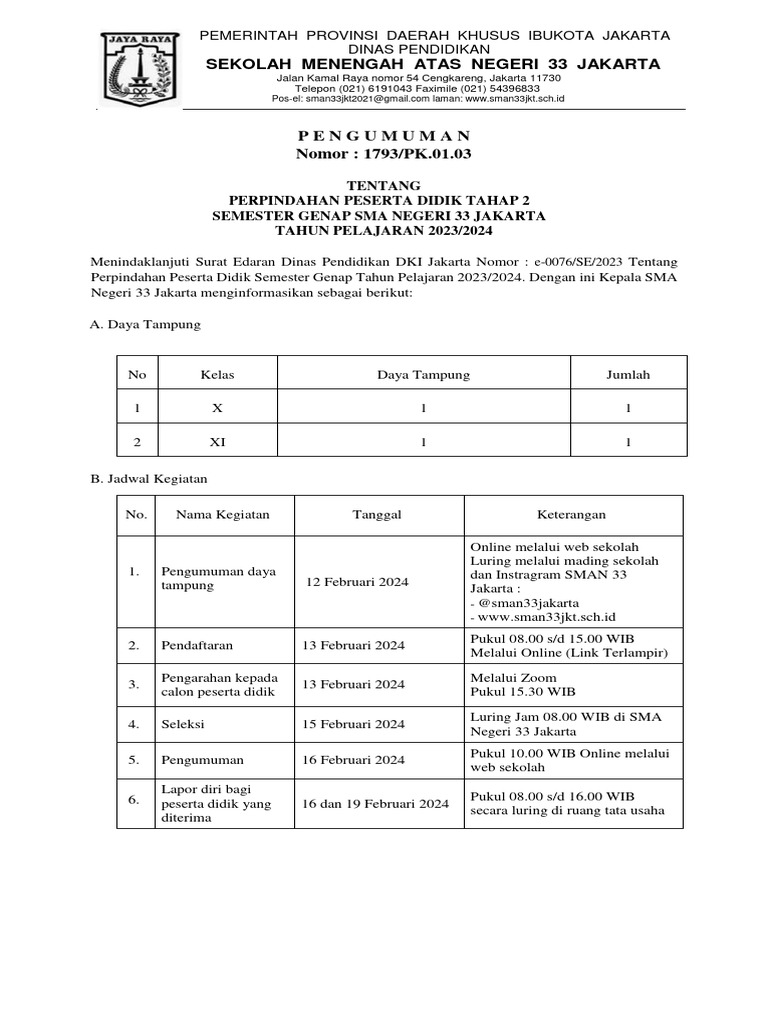 Pengumuman Mutasi Tahap 2 Semester Genap TP 2023 2024 | PDF