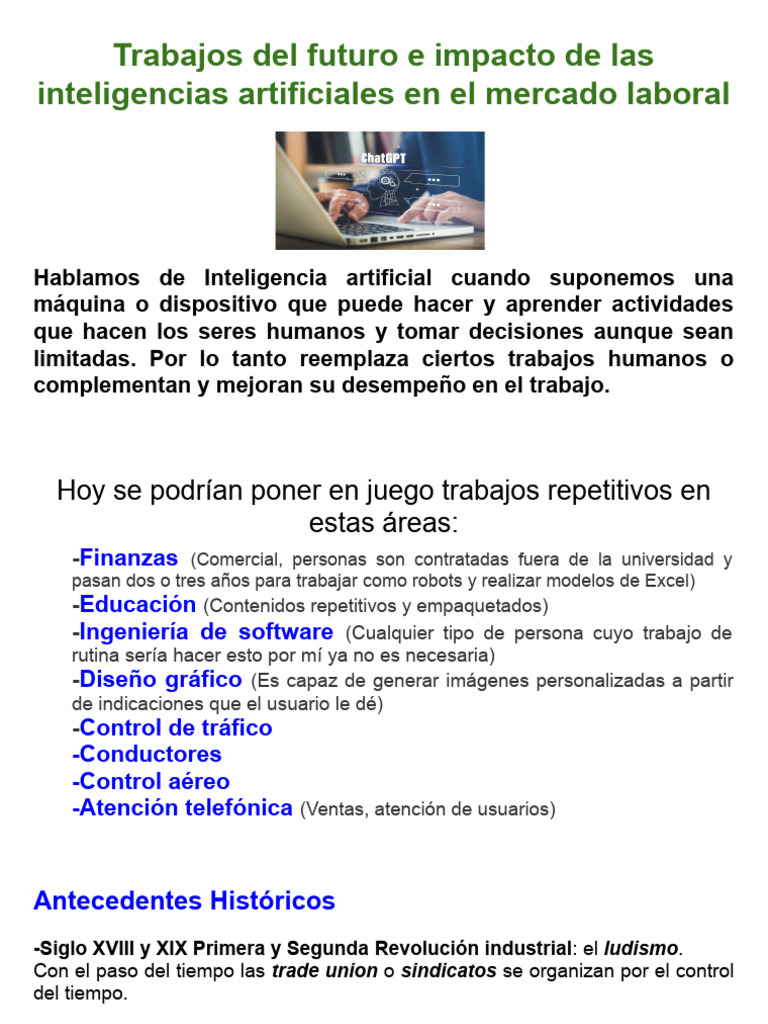 Trabajos Del Futuro e Impacto de Las Inteligencias Artificiales en El ...