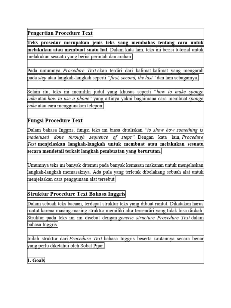 Pengertian Procedure Text | PDF | Karier & Perkembangan | Seni ...