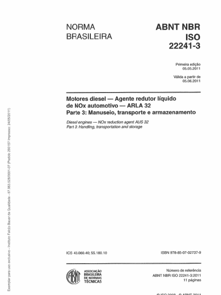 Abnt NBR Iso 22241-3 - 2011 - Arla 32 | PDF