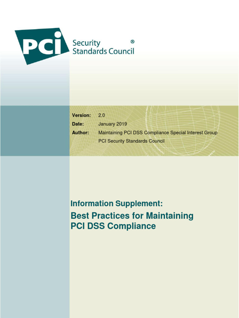 PCI DSS V2.0 Best Practices For Maintaining PCI DSS Compliance | PDF | Payment Card Industry ...