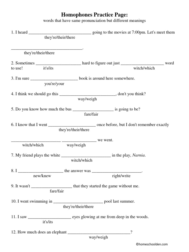 Homophones-Worksheet Intermediate | PDF | Syntax | Grammar
