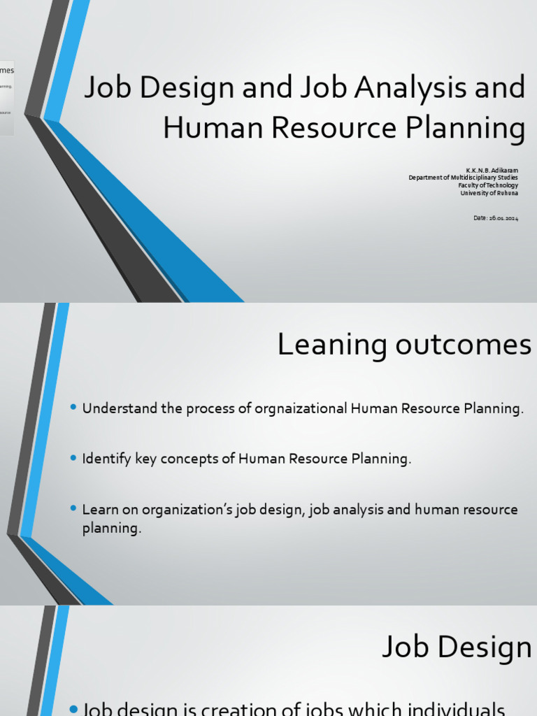 HR Planning & Job Design Guide | PDF | Human Resources | Human Resource ...