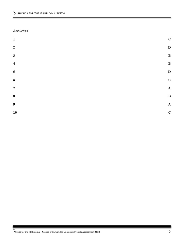 IB Physics Diploma Test Answers | PDF | Career And Technical Education ...