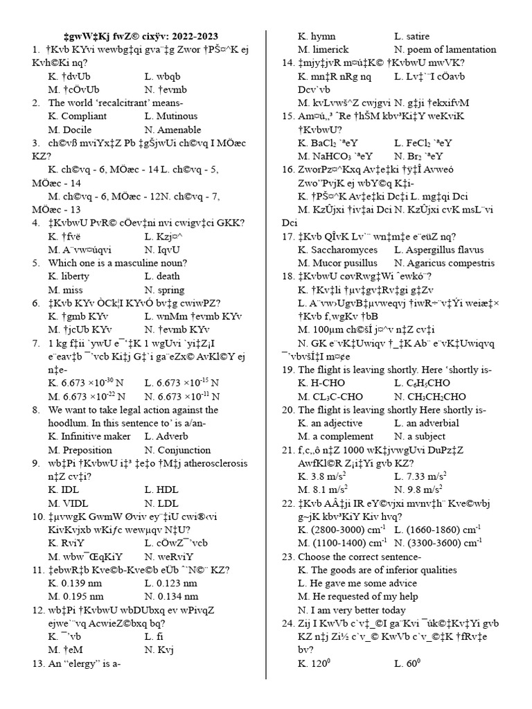 Rizvy Question Type | PDF | Grammar | Language Mechanics