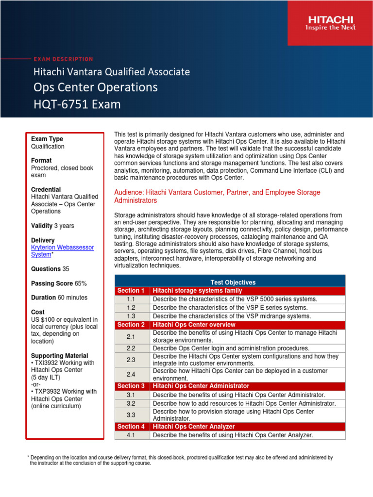 Ops Center Operations HQT 6751 Exam | PDF | Computer Data Storage | Command Line Interface