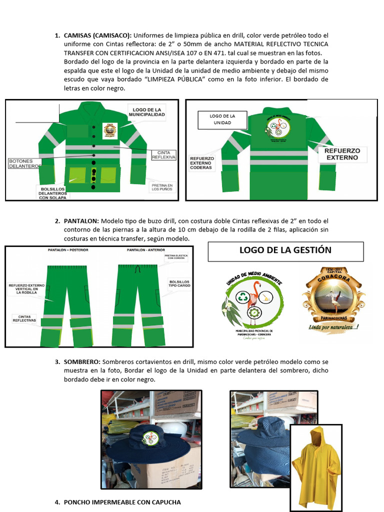 ESPECIFICACIONES DE EPPS UMA 2024 | PDF | Ropa | Moda