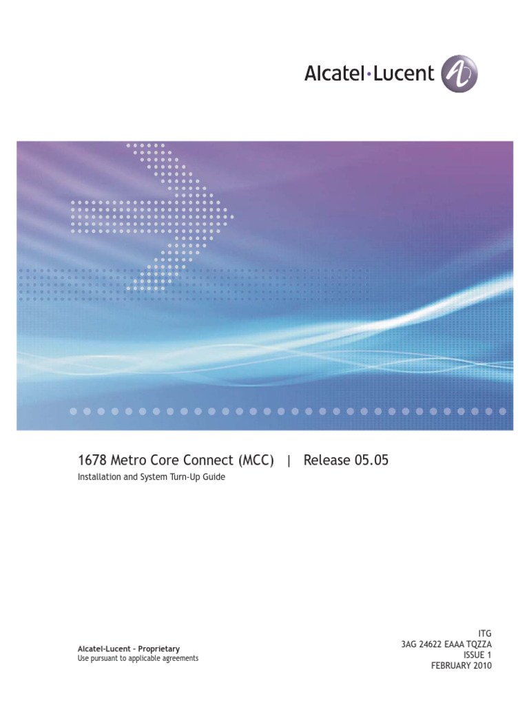 3AG24622EAAATQZZA - V1 - 1678 Metro Core Connect (MCC) Release 05.05 ...