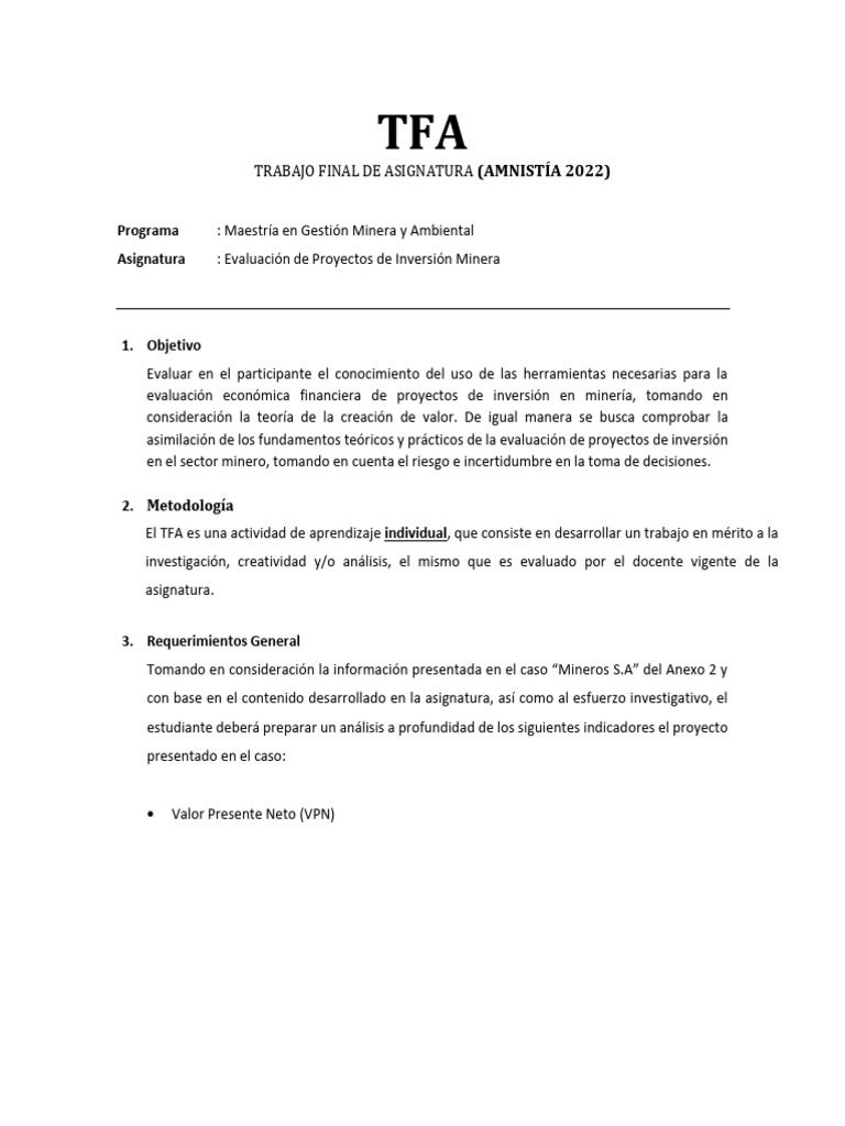 TFA (2) | PDF | Contratos futuros | Minería