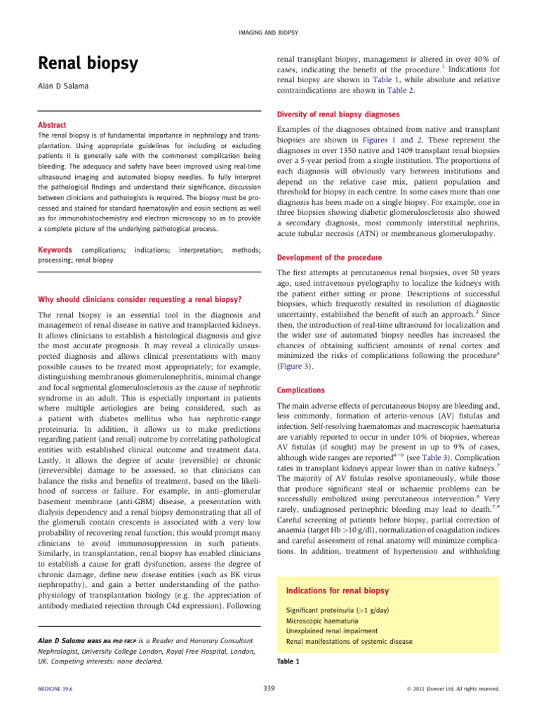 Renal Biopsy | PDF | Kidney | Kidney Disease