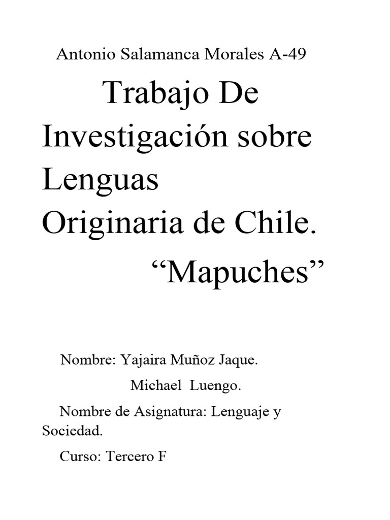 Lenguas Originaria De Chile Mapuche Pdf España Lengua Española