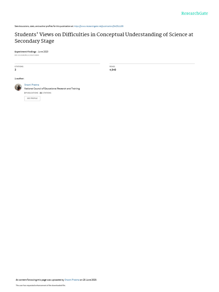 Challenges in Science Conceptual Understanding | PDF | Pedagogy | Learning