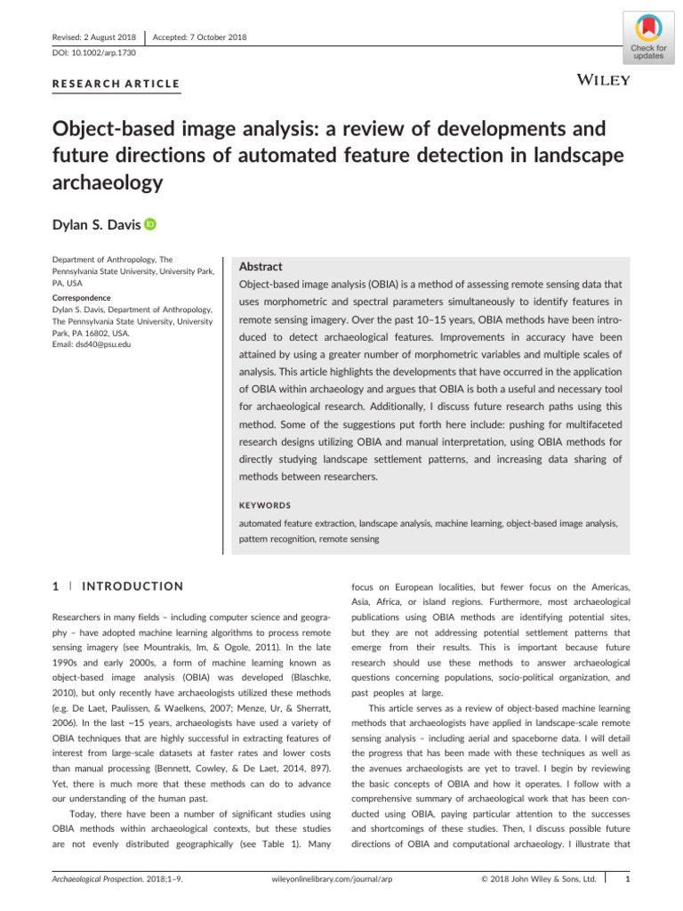 Object Based Image Analysis A Review of | PDF | Archaeology | Remote Sensing