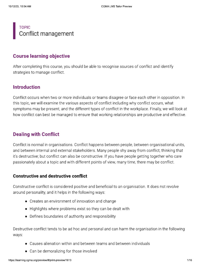 E2 - Conflict Management | PDF