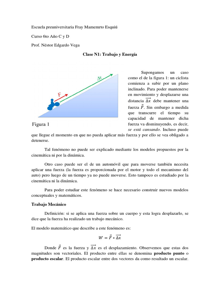 001 CLASE Trabajo y Energía | Descargar gratis PDF | Fuerza | Vector Euclidiano