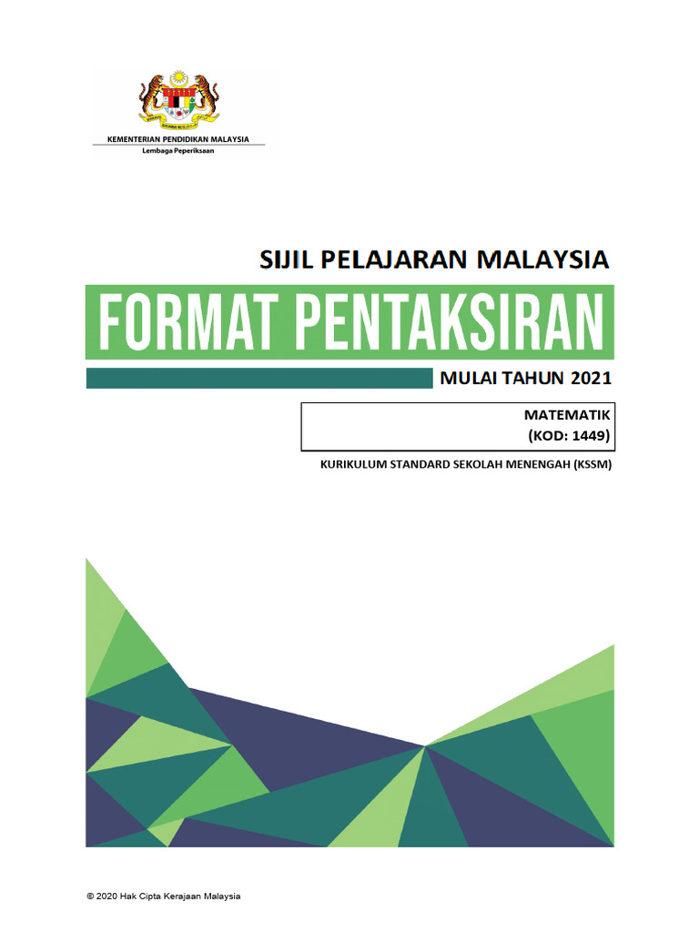 FORMAT SPM 2021 1449 MATEMATIK Updated 7 Jun | PDF