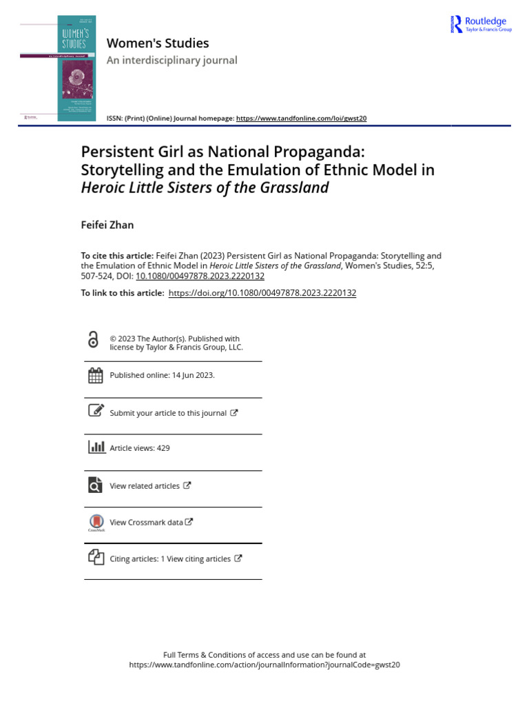 Persistent Girl As National Propaganda Storytelling and The Emulation ...