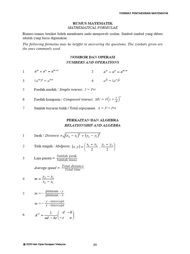 Lampiran Rumus Mate SPM | PDF | Area | Euclid