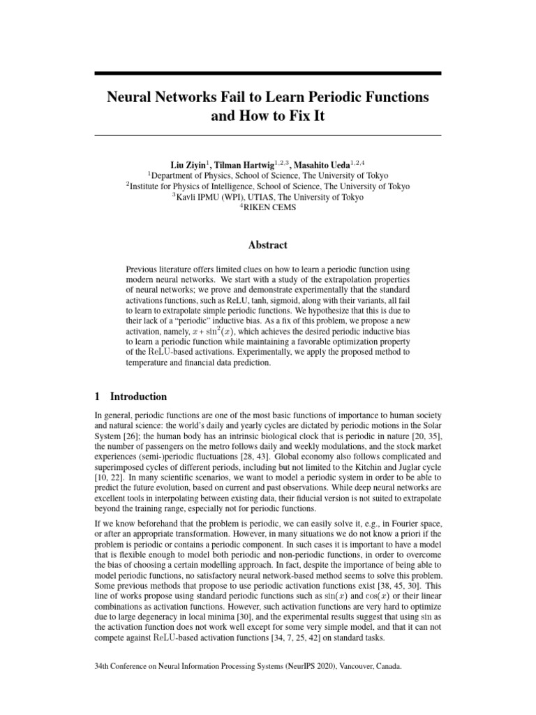Neural Networks & Periodic Functions | PDF | Artificial Neural Network | Deep Learning