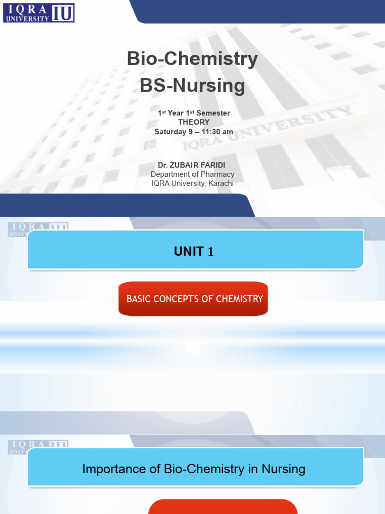 UNIT1-Bio-Chemistry-BS-Nursing-1stY-1stSemester-ZF Lectures | PDF | Chemical Elements | Chemical ...
