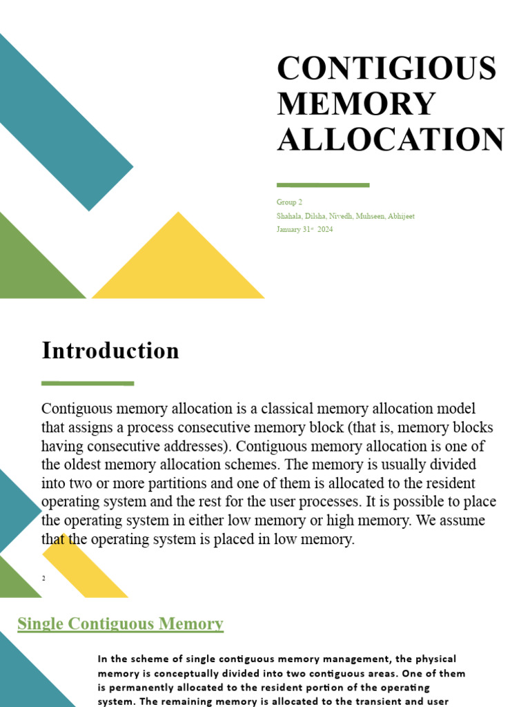 Contigious Memory Allocation | PDF | Process (Computing) | Operating System