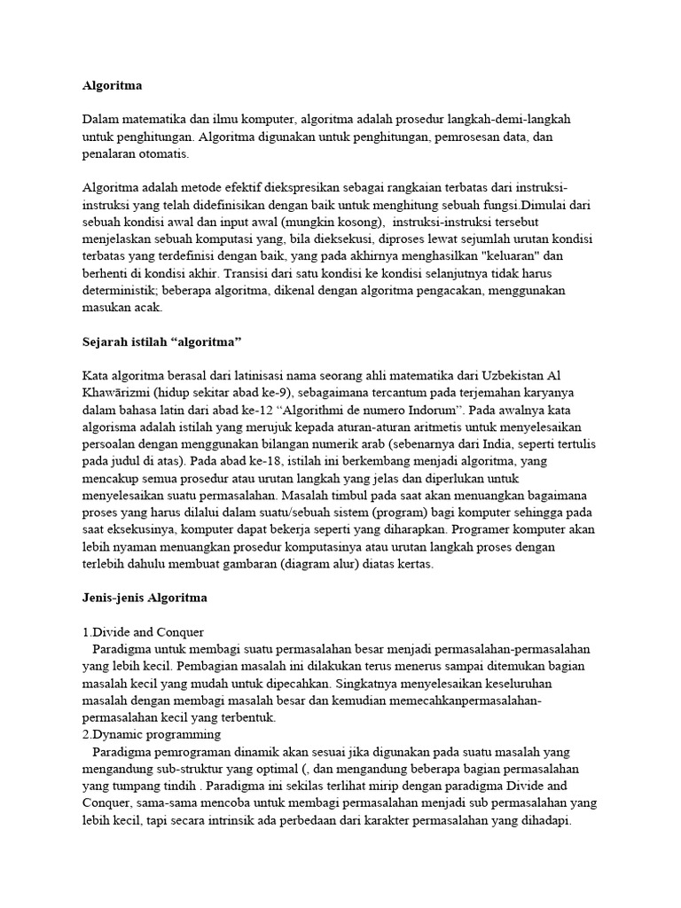 Arti Dan Sejarah Algoritma | PDF | Komputer