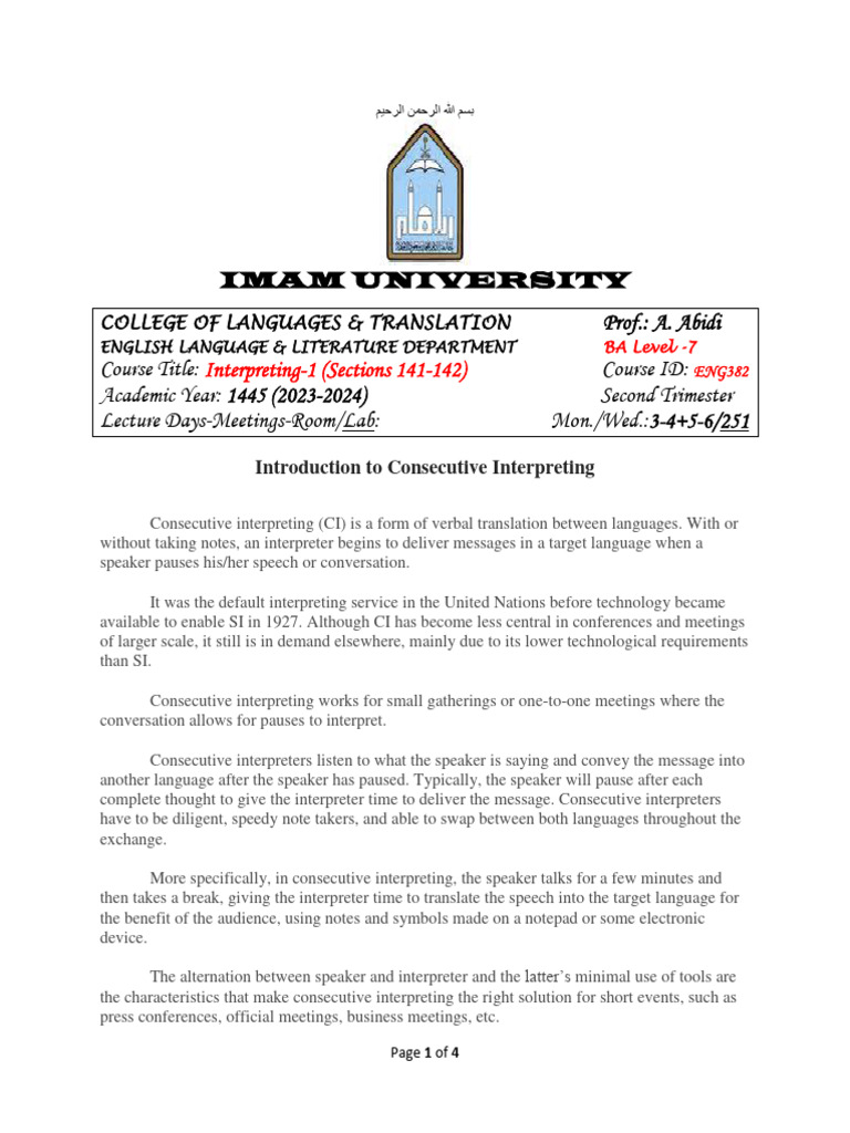 Introduction to Consecutive Interpreting | PDF | Language Interpretation | Gesture