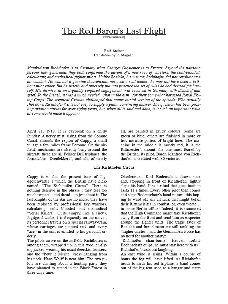 Richthofen Eng | PDF | Manfred Von Richthofen | Aviation