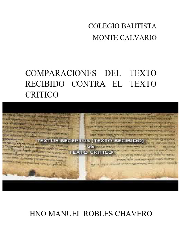 Comparación: Textus Receptus vs Texto Crítico | PDF | Libros religiosos ...