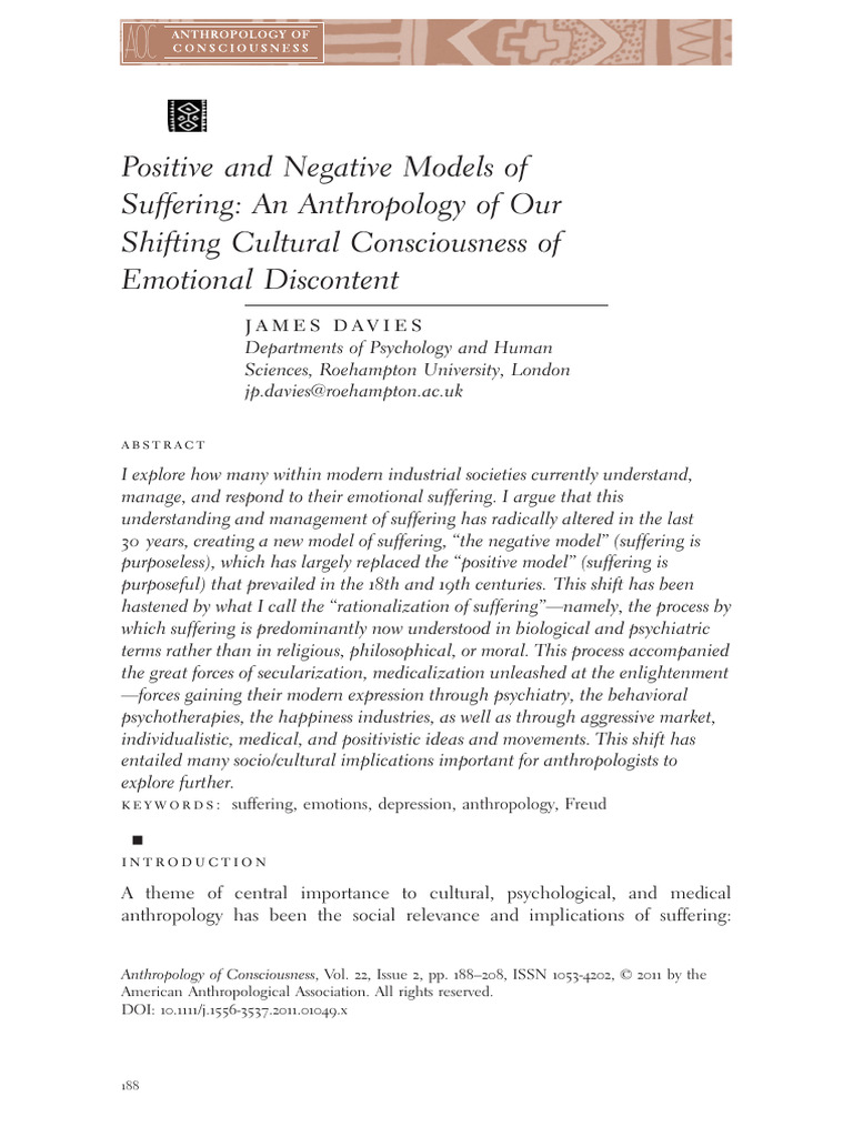 Positive and Negative Models of Sufferin | PDF | Psychiatry ...