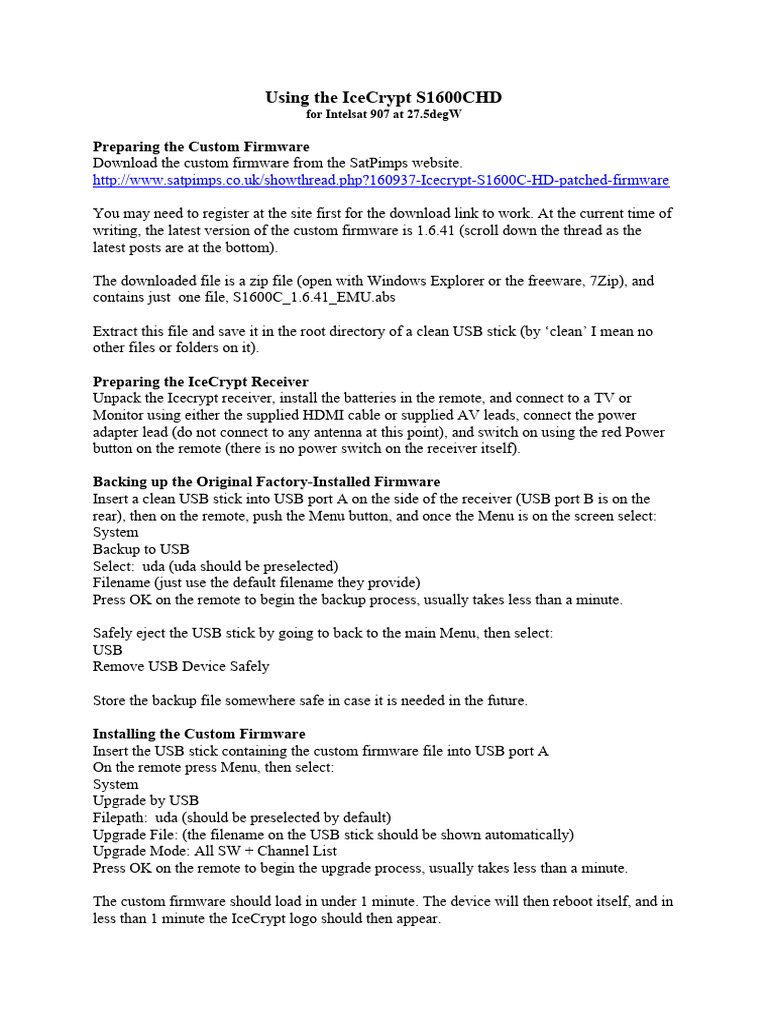 IceCrypt S1600CHD Setup Guide | PDF | Computer File | Usb