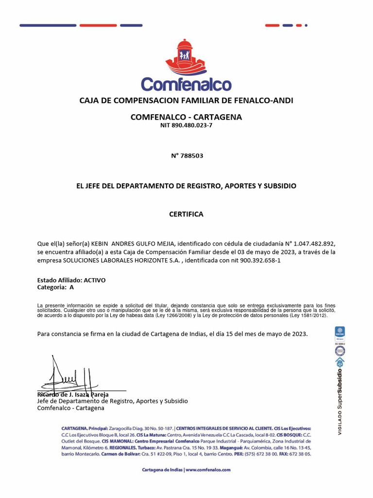 Cer Afiliación CCF | PDF