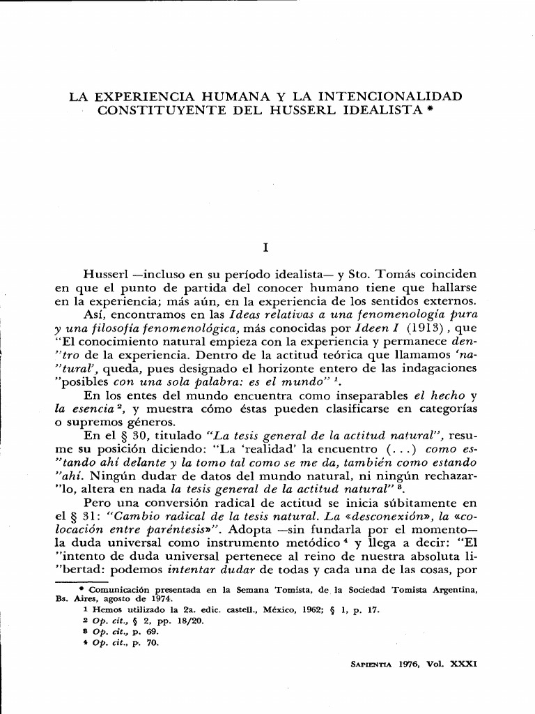 Experiencia Humana Intencionalidad | PDF | Edmund Husserl ...