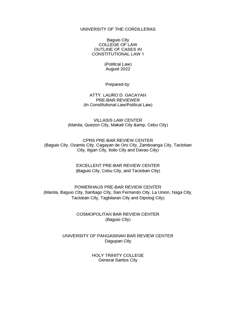 Syllabus Consti 1 A.Y. 2022-2023 | PDF | Constitution | Sovereignty