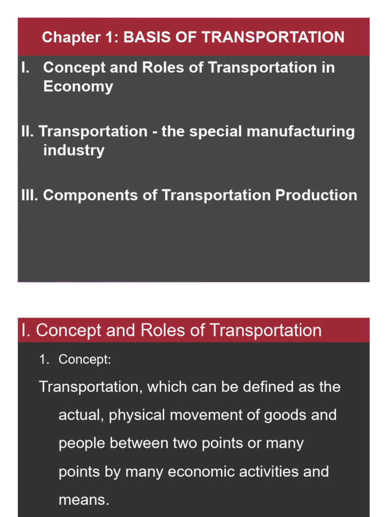 Chapter 1 Basis of Transportation | PDF | Transport | Cargo