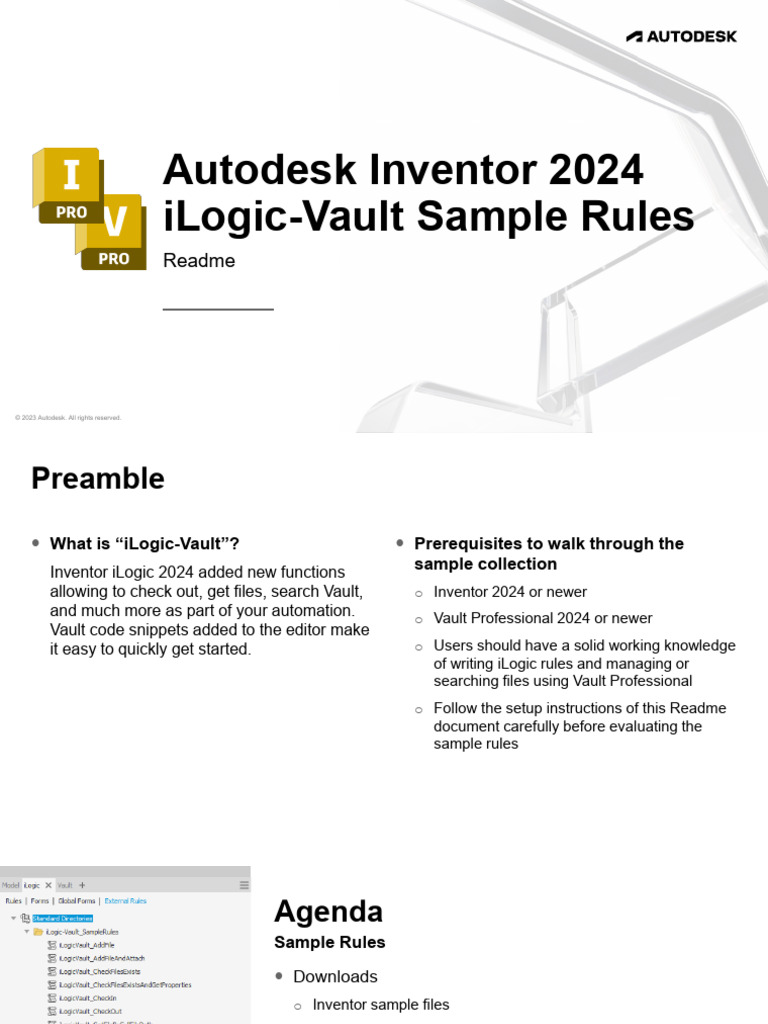 Autodesk Inventor 2024 Ilogic Vault Sample Rules Download Free Pdf Computer File 3 D