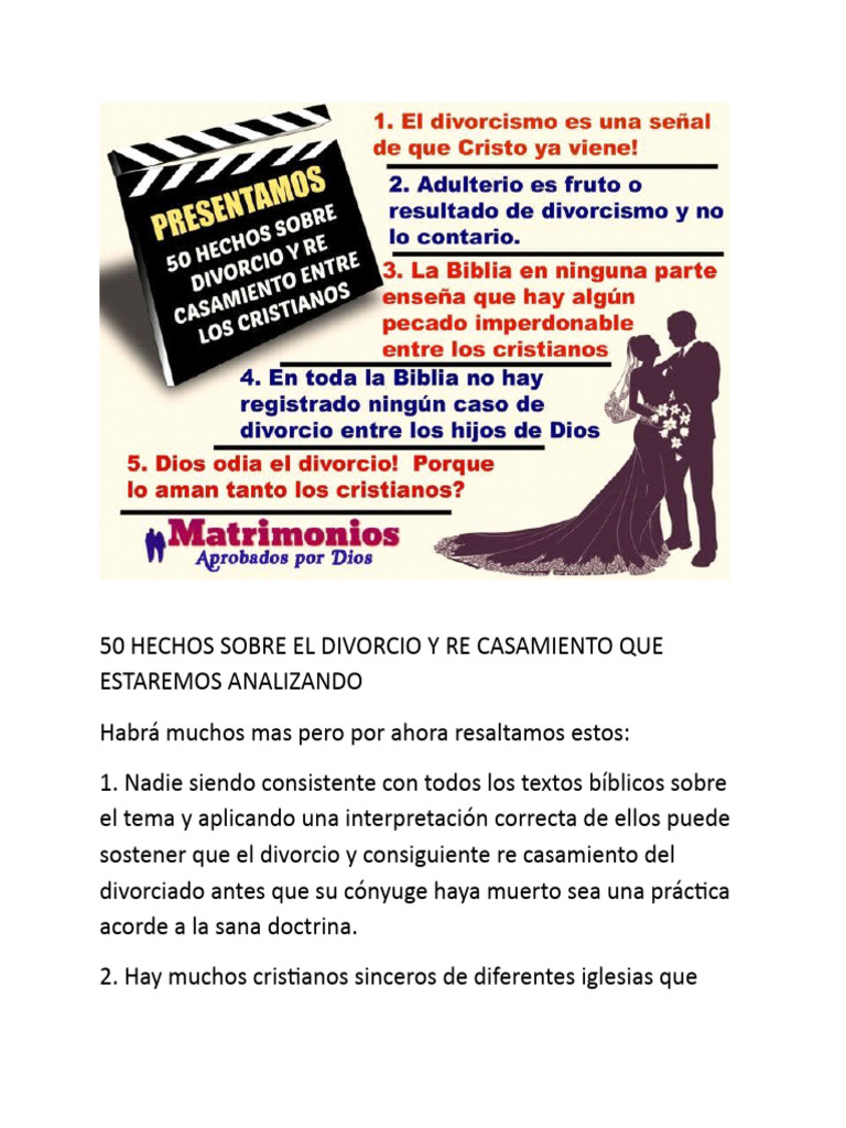 50 Hechos Sobre El Divorcio y Recasamiento | PDF | Matrimonio | Adulterio