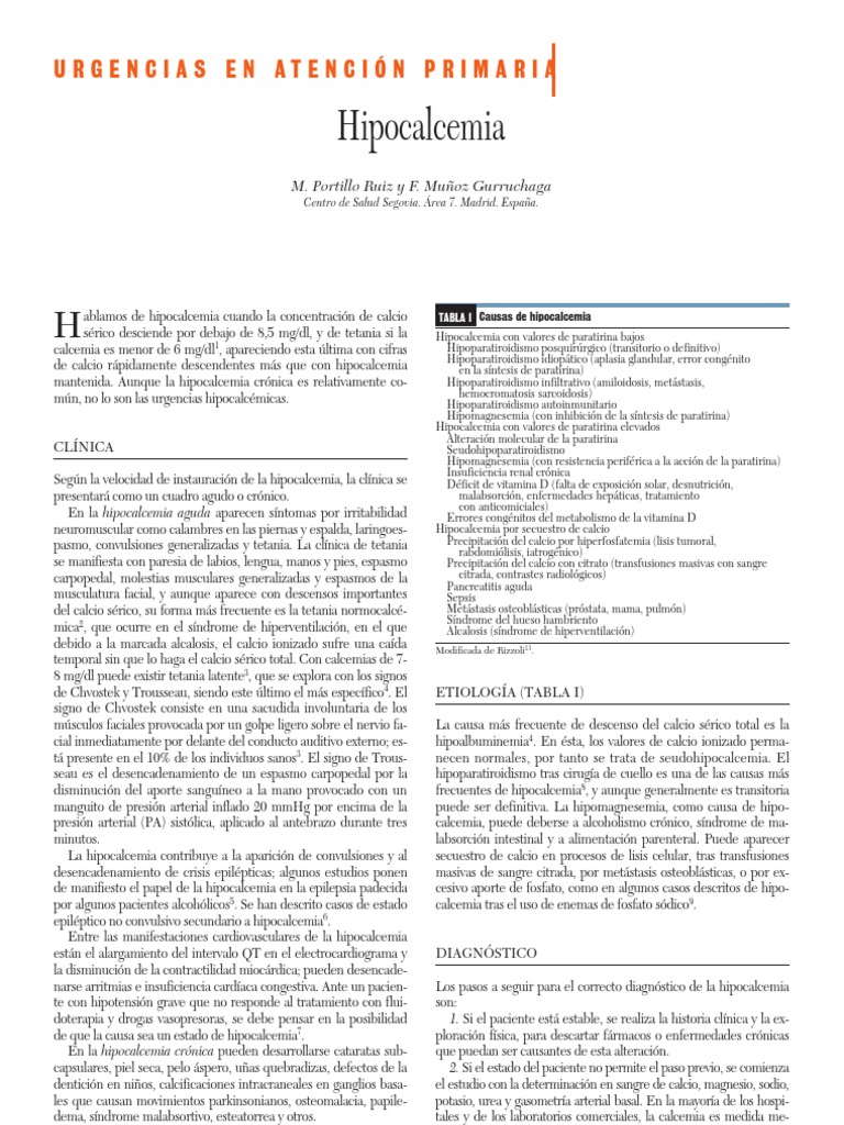 Urgencias por Hipocalcemia y Tetania | PDF | Medicina CLINICA | Medicina