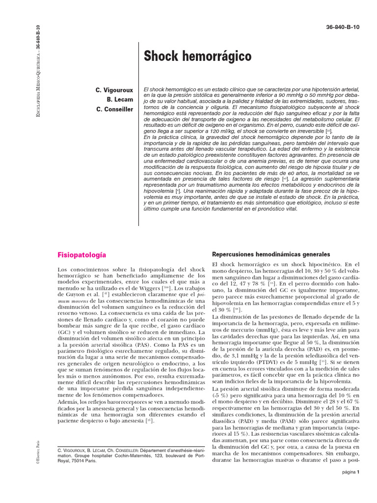 36 840 B 10 Shock Hemorragico | PDF | Choque (circulatorio) | Presión ...