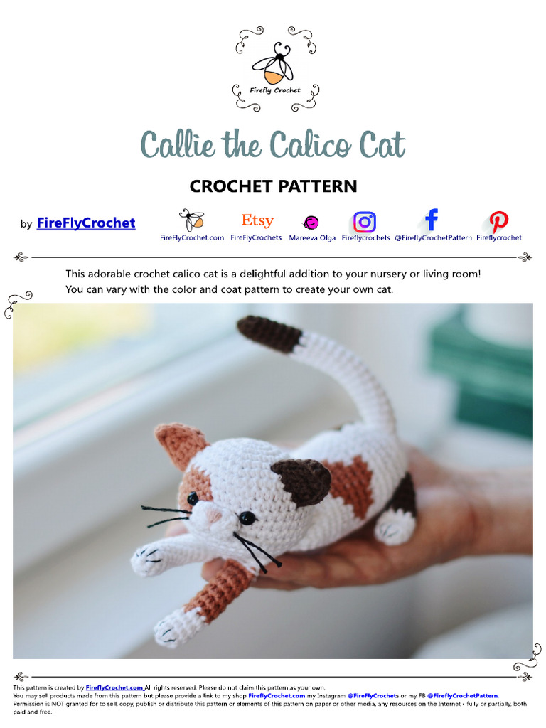Firefly Crochet - Callie The Calico Cat | PDF