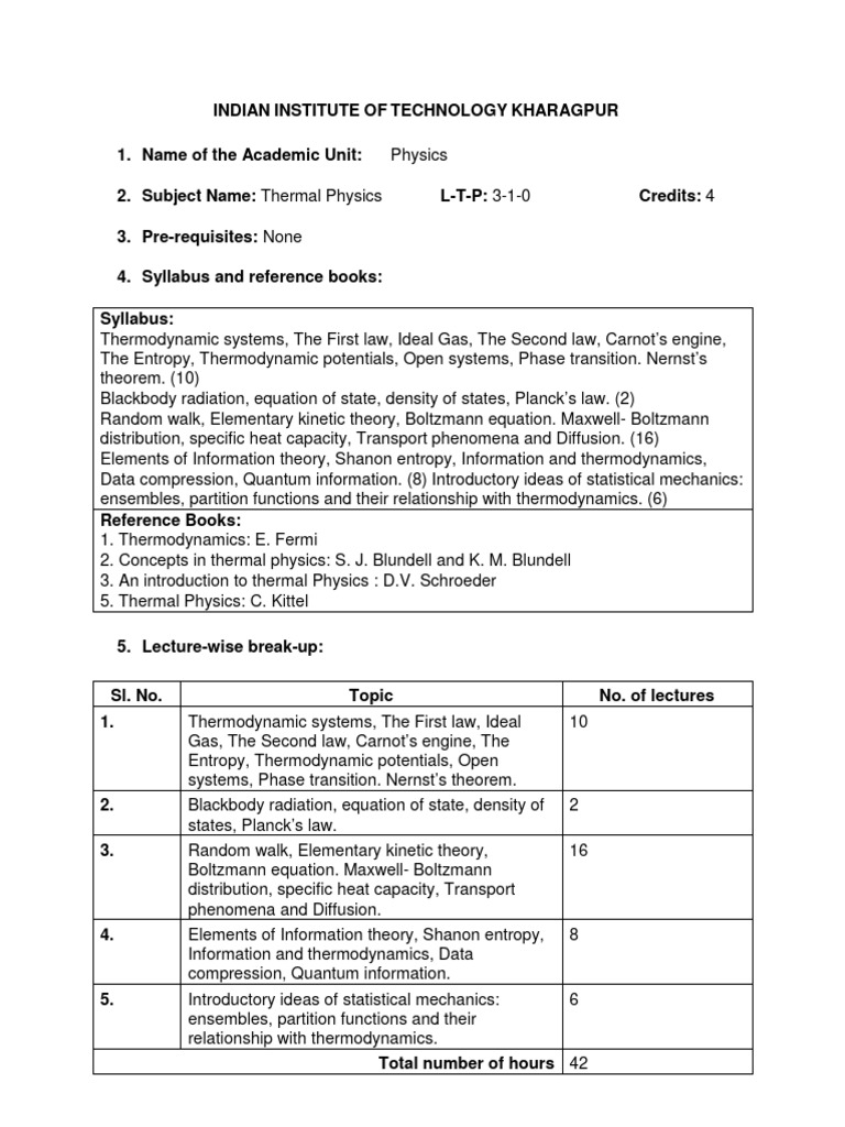 Thermal Physics Course Outline | PDF | Science & Mathematics ...