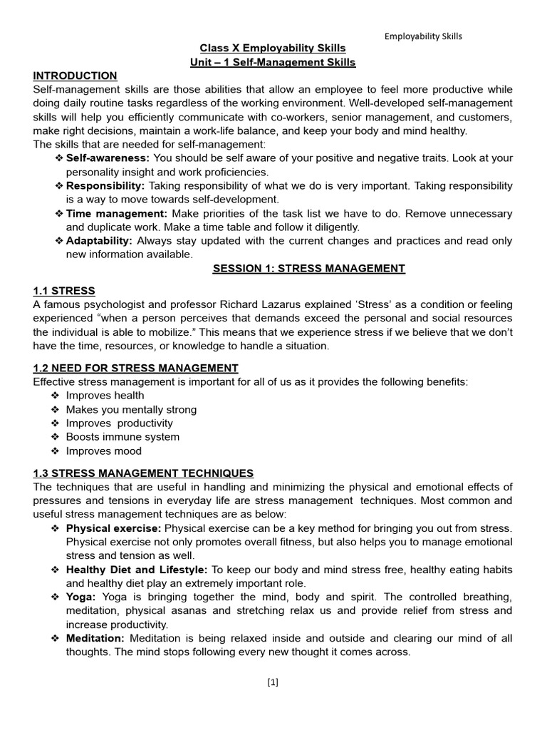 Self Management Skills | PDF | Goal | Motivational